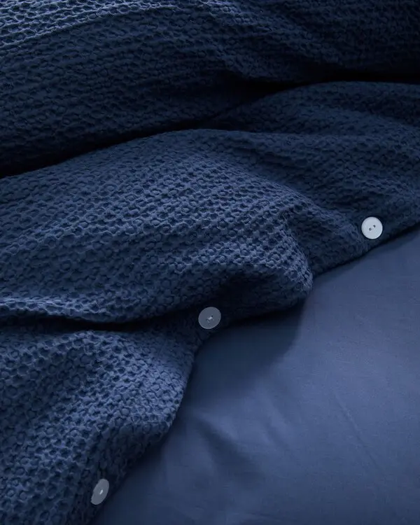 Quince Luxe Waffle Duvet Cover - Indigo