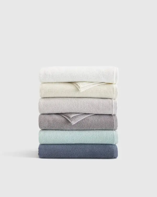 Quince Turkish Ribbed Quick Dry Bath Towel Bundle - Ivory