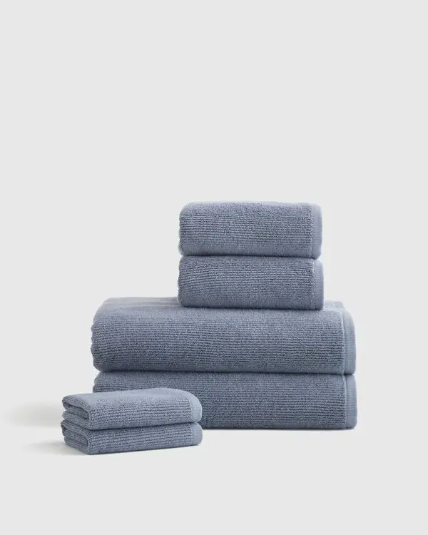 Quince Turkish Ribbed Quick Dry Bath Towel Bundle - Mineral