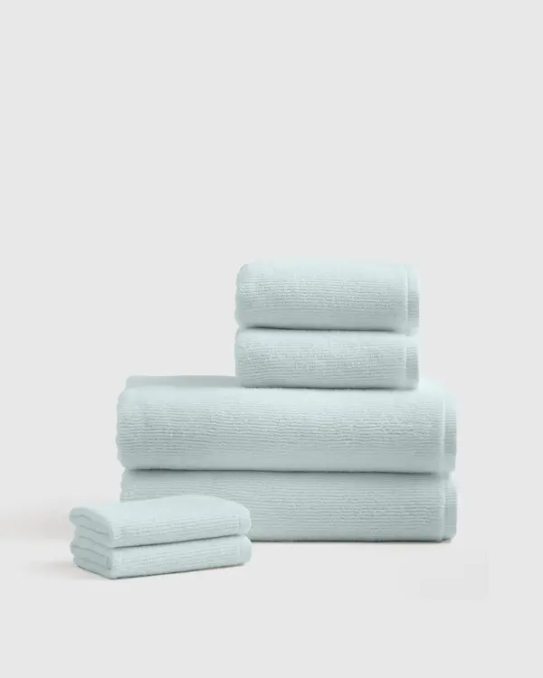 Quince Turkish Ribbed Quick Dry Bath Towel Bundle - Mist