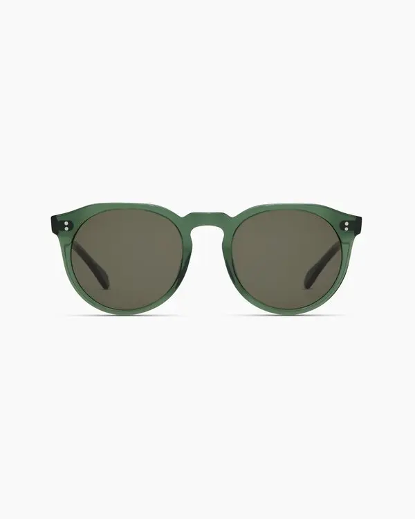 Quince Tahiti Polarized Round Frame Sunglasses - Clear Sage With Green Lens