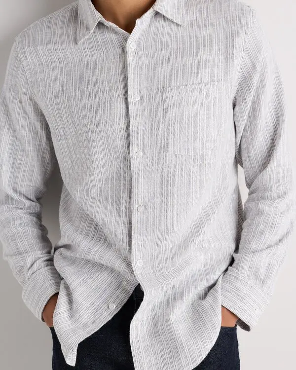 Quince Stretch Selvage Shirt - Mini Blue Stripe
