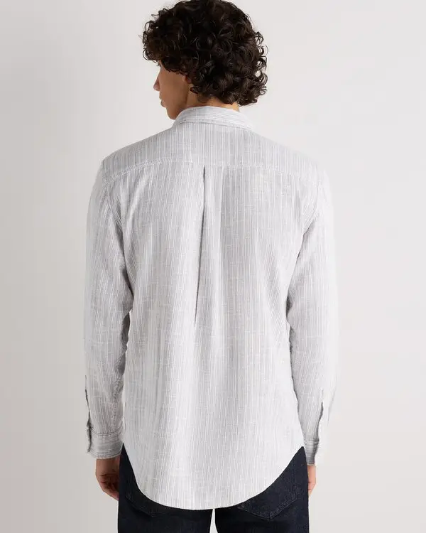 Quince Stretch Selvage Shirt - Mini Blue Stripe