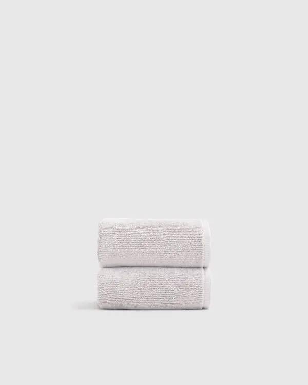 Quince Turkish Ribbed Quick Dry Hand Towel - Silver
