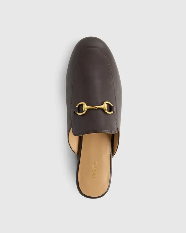 Quince Italian Leather Horsebit Loafer Mule - Coffee Bean