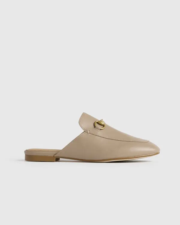Quince Italian Leather Horsebit Loafer Mule - Soft Brown