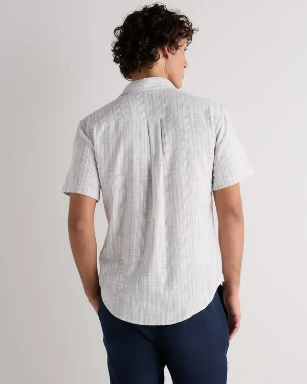 Quince Stretch Selvage Short Sleeve Shirt - Mini Blue Stripe