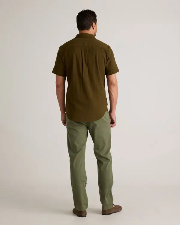 Quince Stretch Selvage Short Sleeve Shirt - Olive