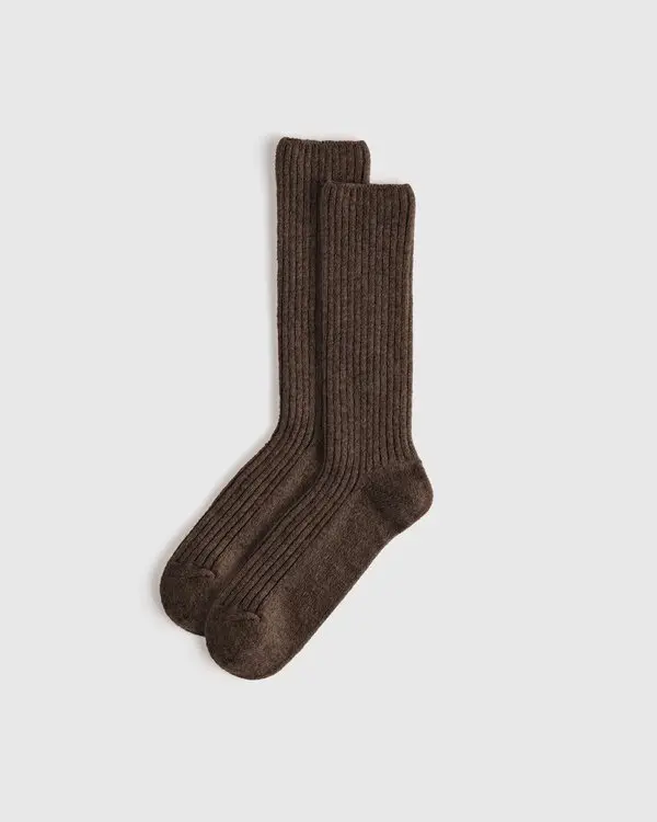 Quince Cashmere Trouser Socks - Brown