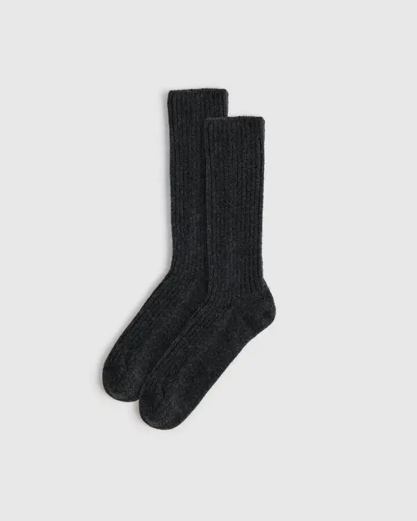 Quince Cashmere Trouser Socks - Heather Charcoal