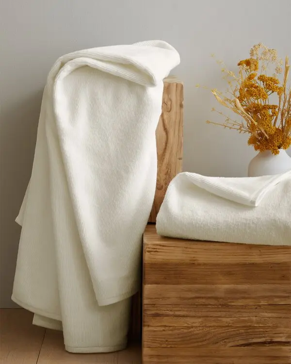 Quince Turkish Ribbed Quick Dry Bath Sheet Bundle - Ivory