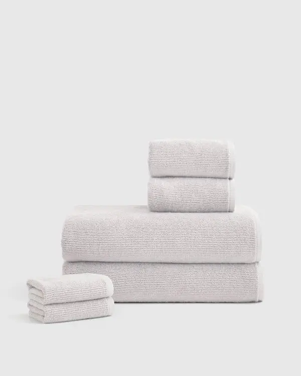 Quince Turkish Ribbed Quick Dry Bath Sheet Bundle - Silver