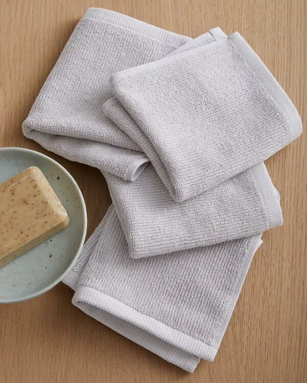 Quince Turkish Ribbed Quick Dry Bath Sheet Bundle - Silver