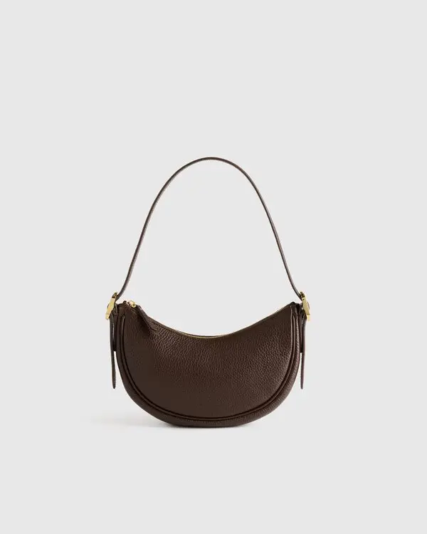 Quince Italian Leather Mini Crescent Shoulder Bag - Espresso Brown