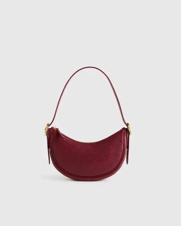 Quince Italian Leather Mini Crescent Shoulder Bag - Garnet Red