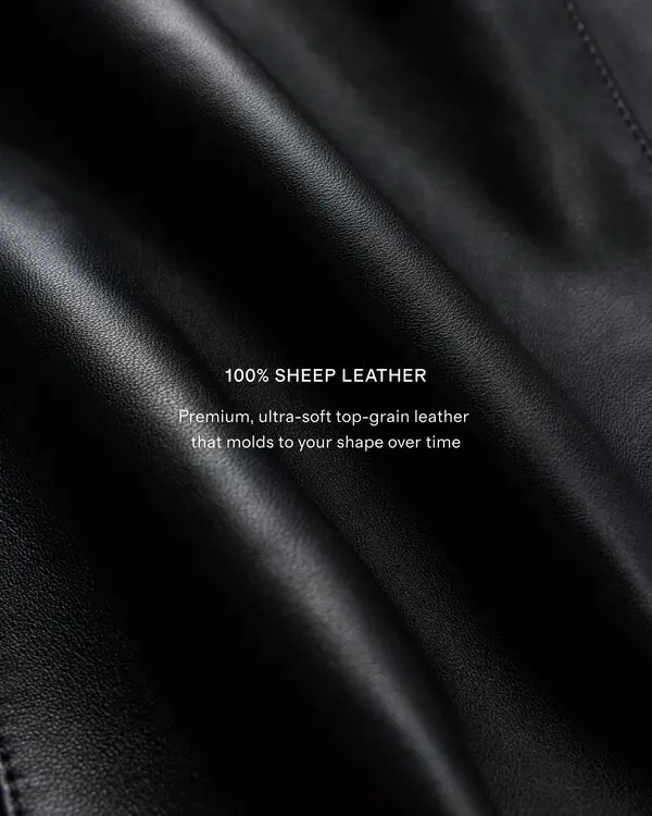 Quince Stand-collar Leather Jacket - Black