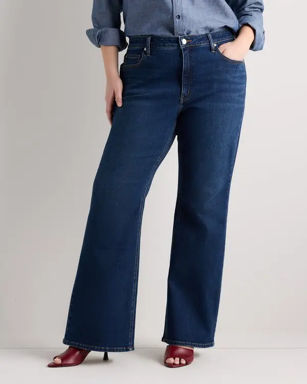 Quince Luna Stretch Flare Jeans - Midnight Blue