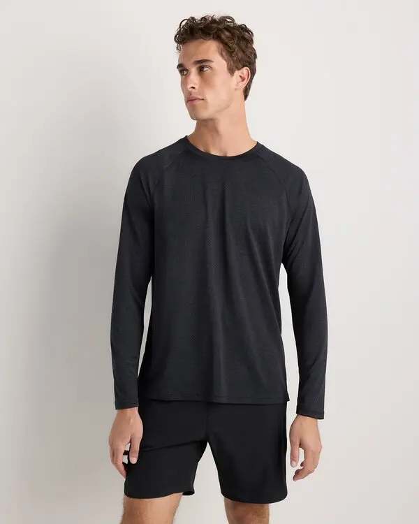 Quince Mesh Performance Training Long Sleeve T-shirt - Heather Black