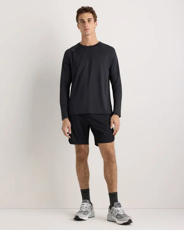 Quince Mesh Performance Training Long Sleeve T-shirt - Heather Black