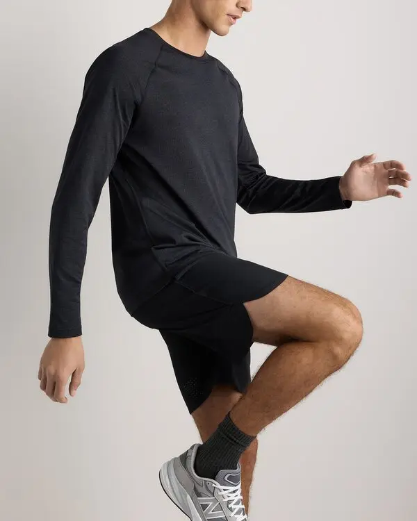 Quince Mesh Performance Training Long Sleeve T-shirt - Heather Black