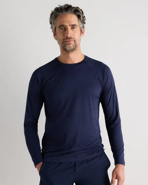 Quince Mesh Performance Training Long Sleeve T-shirt - Heather Navy
