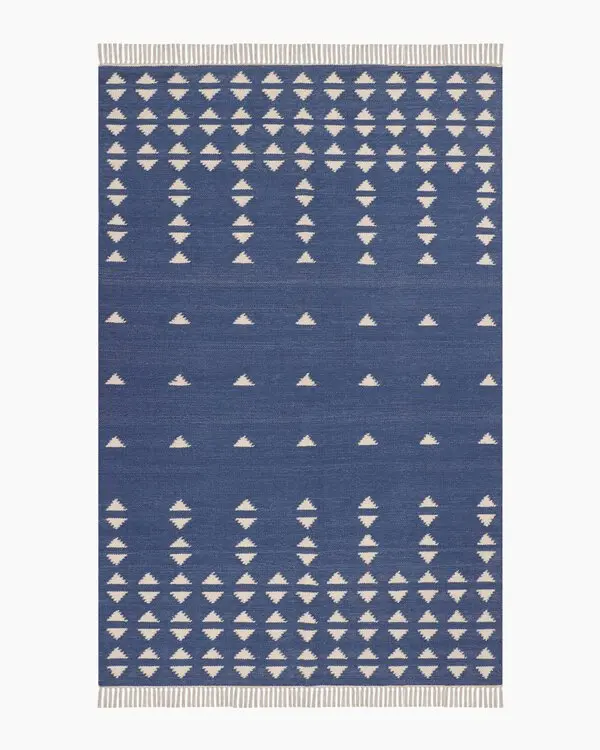 Quince Shay Wool Kilim Rug - Blue
