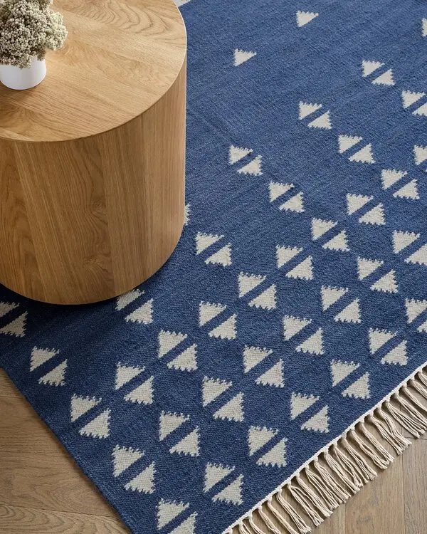 Quince Shay Wool Kilim Rug - Blue