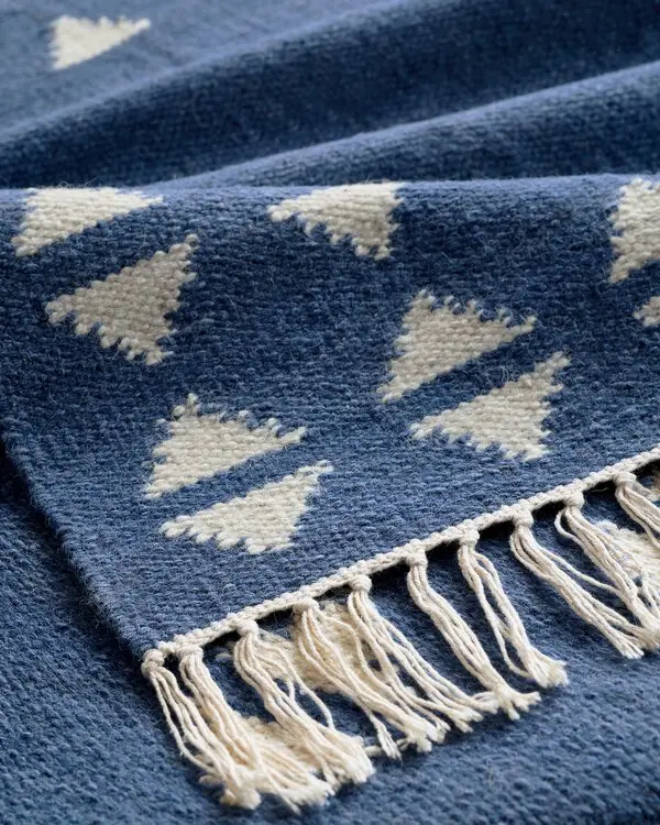 Quince Shay Wool Kilim Rug - Blue