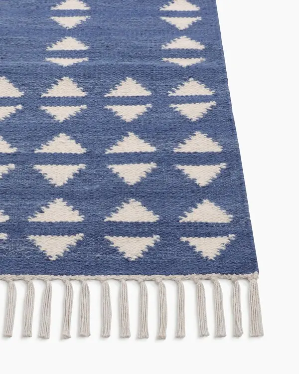Quince Shay Wool Kilim Rug - Blue