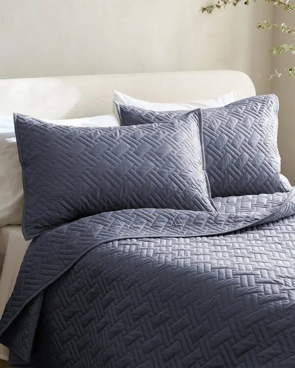 Quince Basketweave Quilt Set - Mineral