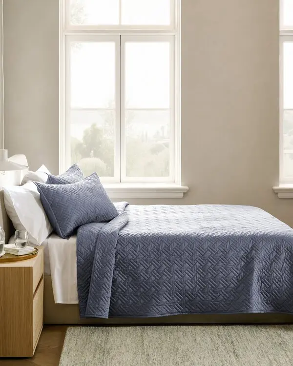 Quince Basketweave Quilt Set - Mineral