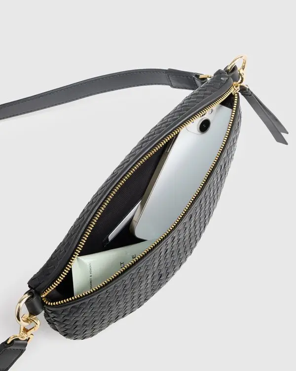 Quince Sloane Handwoven Sling Bag - Black