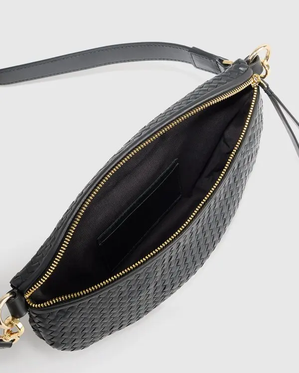 Quince Sloane Handwoven Sling Bag - Black
