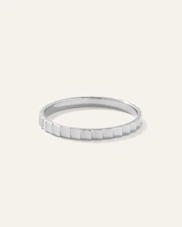 Quince 14k Gold Ridge Band Ring - White Gold