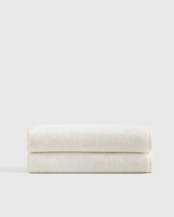 Quince Turkish Ribbed Quick Dry Bath Sheet - Ivory
