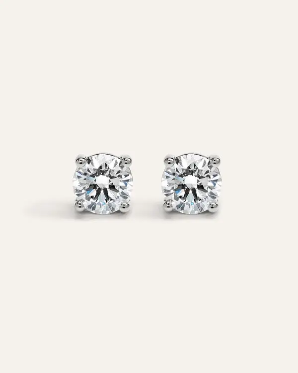 Quince 14k Gold Lab Grown Diamond Solitaire Stud Earrings - White Gold