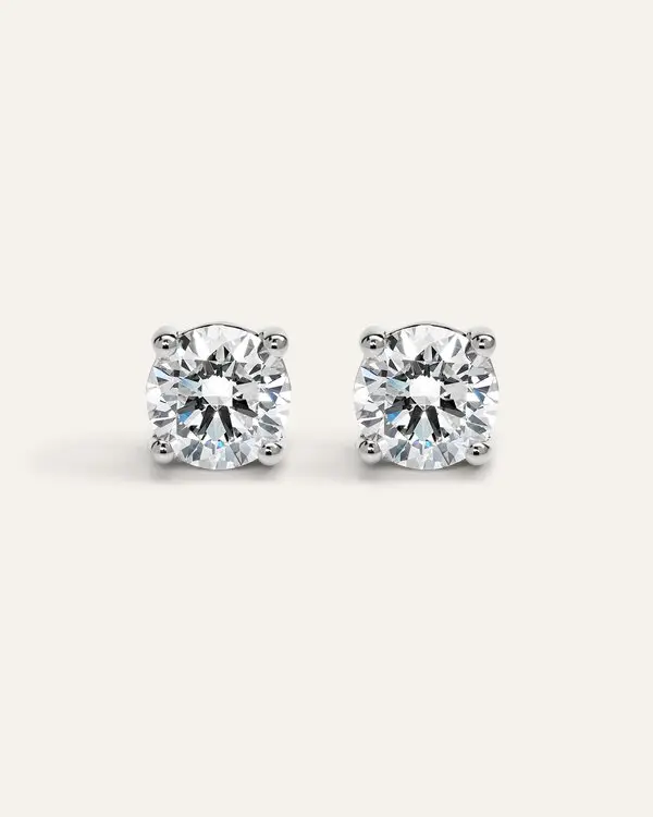 Quince 14k Gold Lab Grown Diamond Solitaire Stud Earrings - White Gold