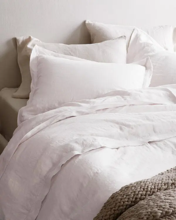 Quince European Linen Double Flange Deluxe Bedding Bundle - White