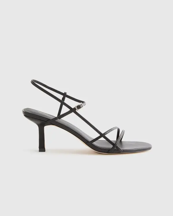 Quince Italian Leather 70mm Strappy Heel - Black