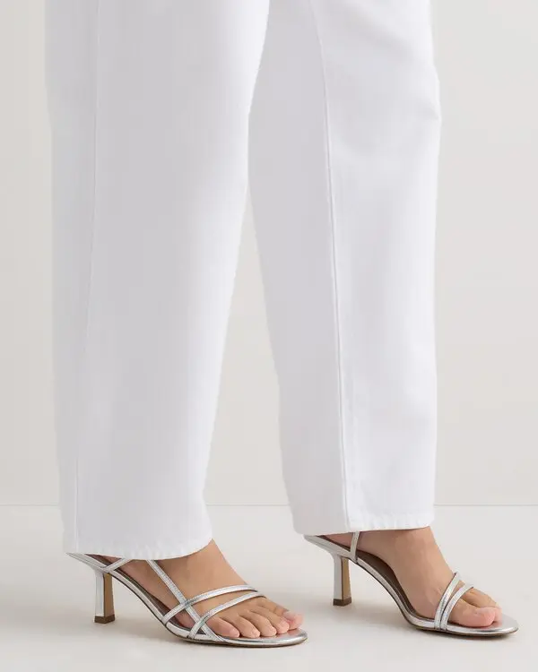 Quince Italian Leather 70mm Strappy Heel - Metallic Silver