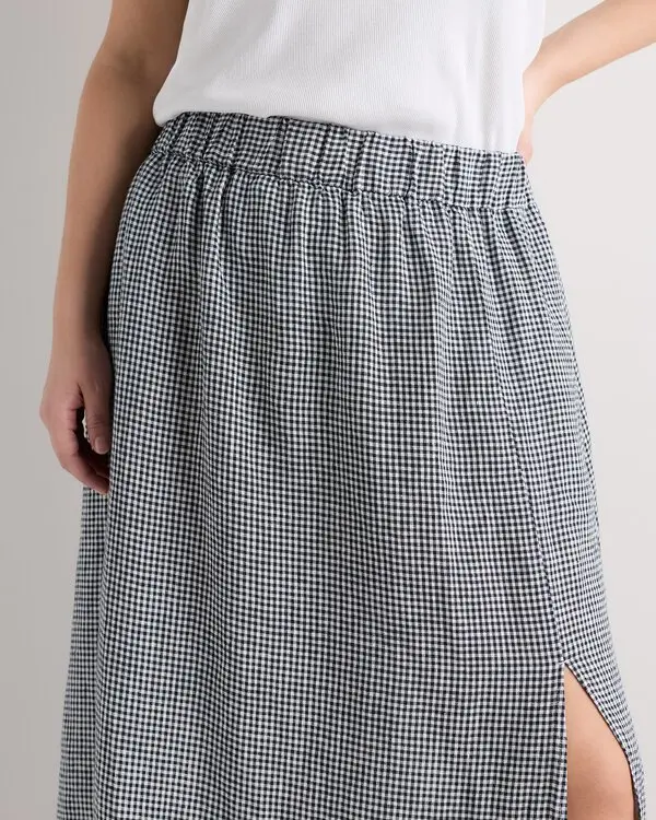 Quince 100% European Linen Maxi Skirt With Gingham Checks - Classic Mini Gingham