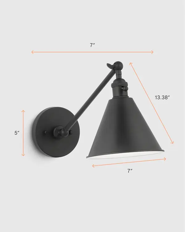 Quince Articulating Single Arm Steel Wall Sconce - Black