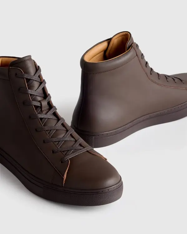 Quince Italian Leather High Top Sneakers - Espresso Brown