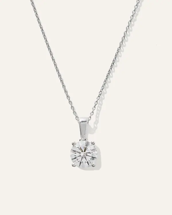 Quince 14k Gold Lab Grown Diamond Solitaire Pendant Necklace - White Gold