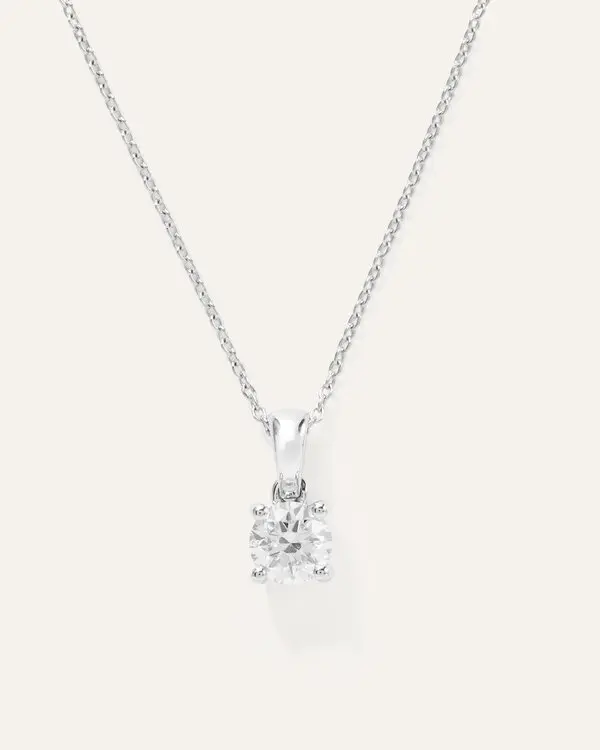 Quince 14k Gold Lab Grown Diamond Solitaire Pendant Necklace - White Gold