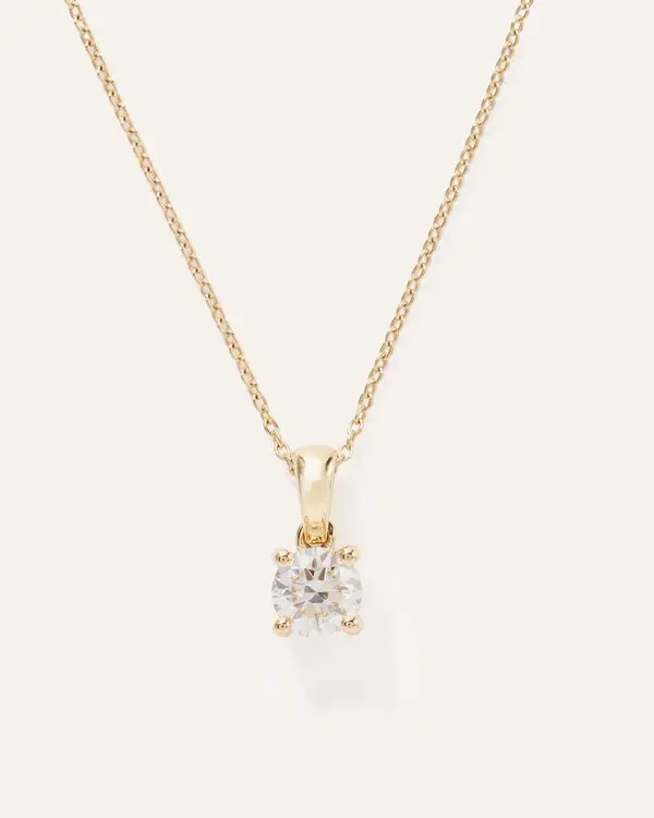 Quince 14k Gold Lab Grown Diamond Solitaire Pendant Necklace - Yellow Gold