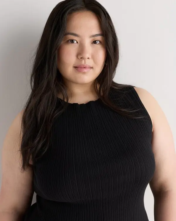 Quince Cotton Cashmere Ribbed Tank Top - Black