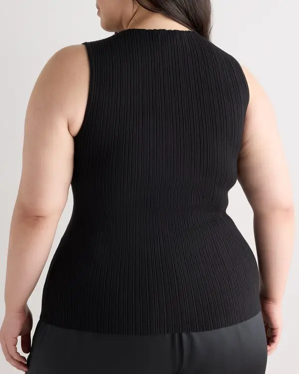 Quince Cotton Cashmere Ribbed Tank Top - Black