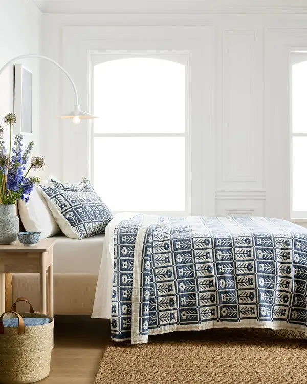 Quince Jacquard Floral Coverlet Set - Glacier Blue