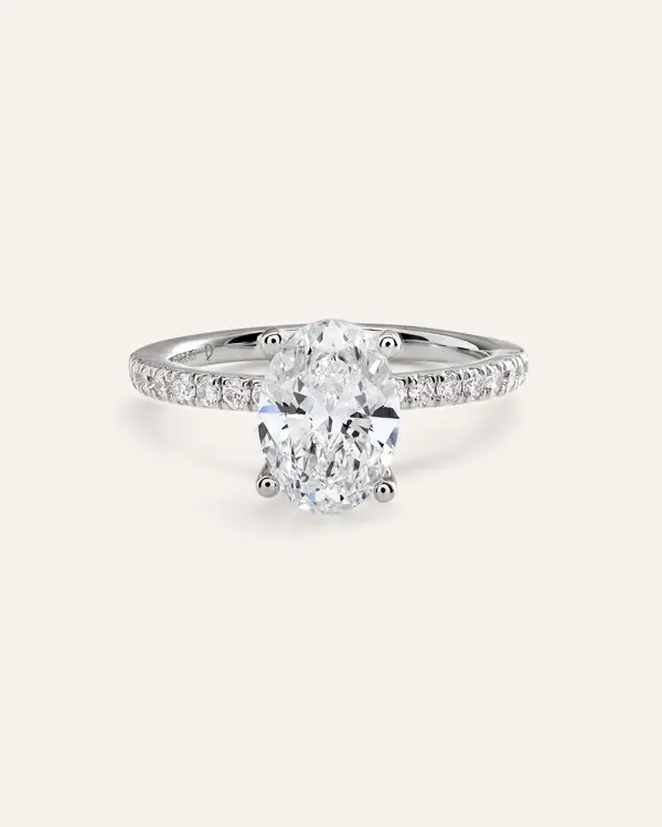 Quince Lab Grown Diamond Oval Petite Pave Engagement Ring 2.5ct - Platinum